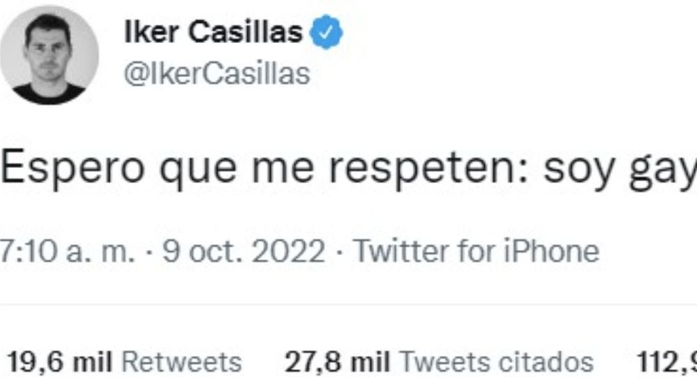 Iker Casillas sorprendió con tuit sobre su sexualidad y después lo borró: "Soy Gay"