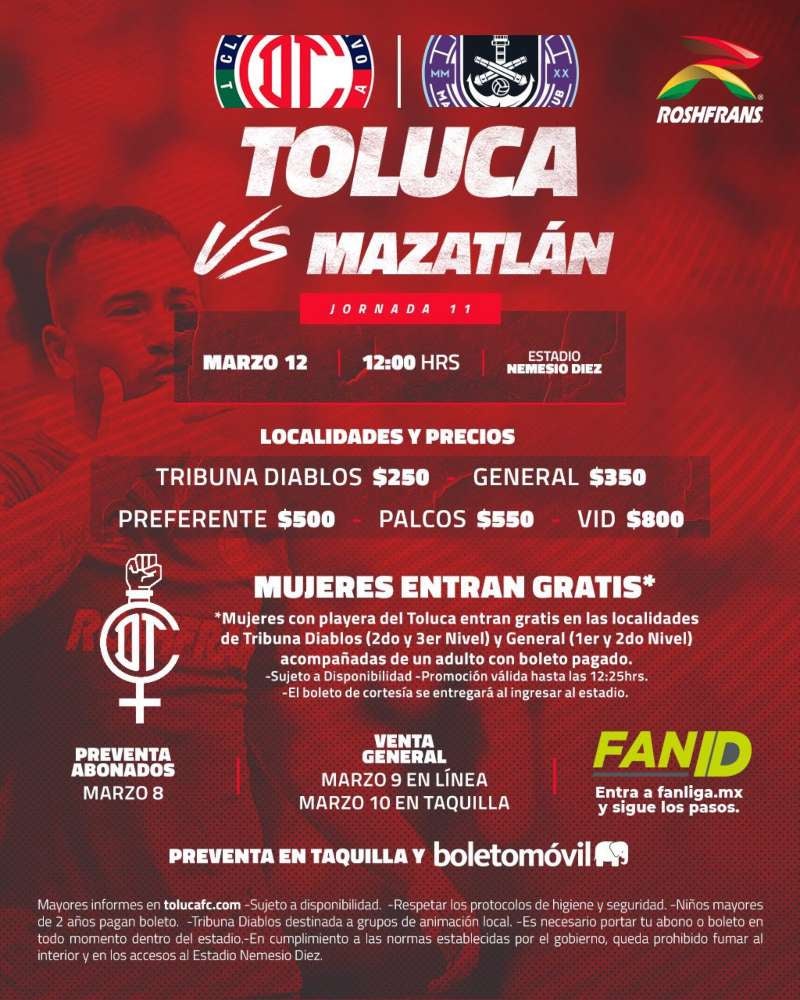 Toluca: Aficionadas entrarán gratis al partido vs Mazatlán en el marco ...