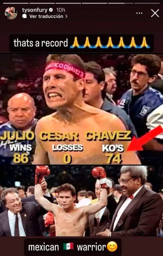 Tyson Fury reconoce la trayectoria de Julio César Chávez con homenaje ...