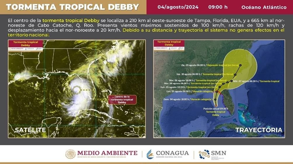 Tormenta Tropical Debby: ¿Afectará a México?