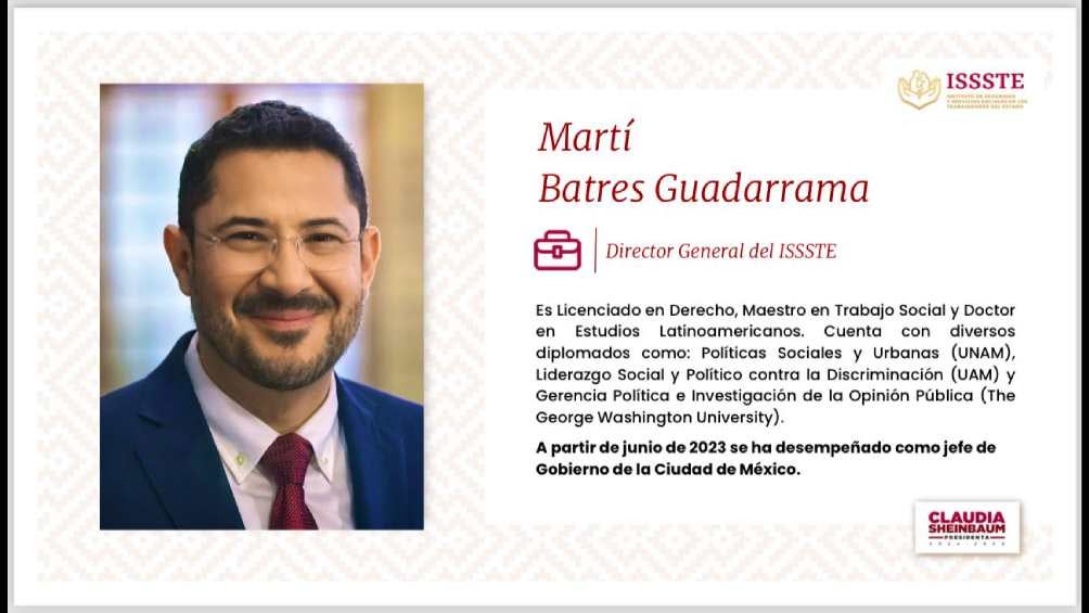 Claudia Sheinbaum anuncia a Martí Batres como próximo director del ISSSTE