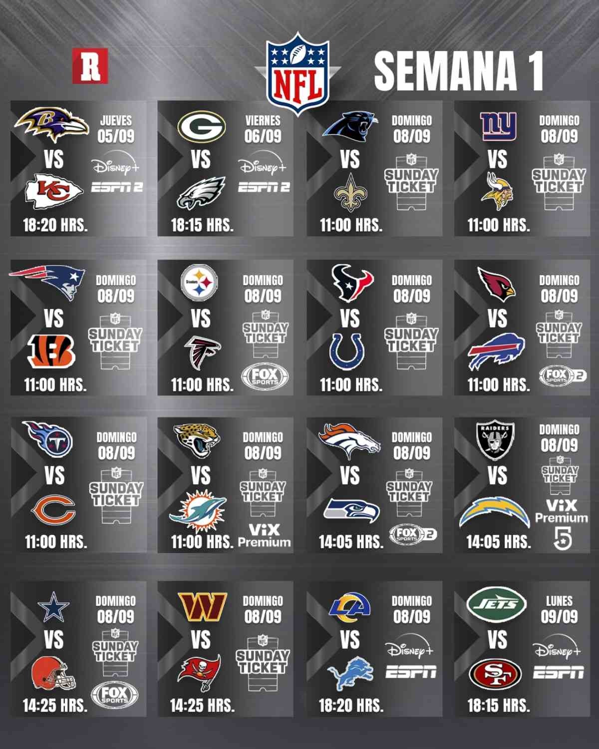 ¿Cuándo y dónde ver la Semana 1 de la NFL en México?