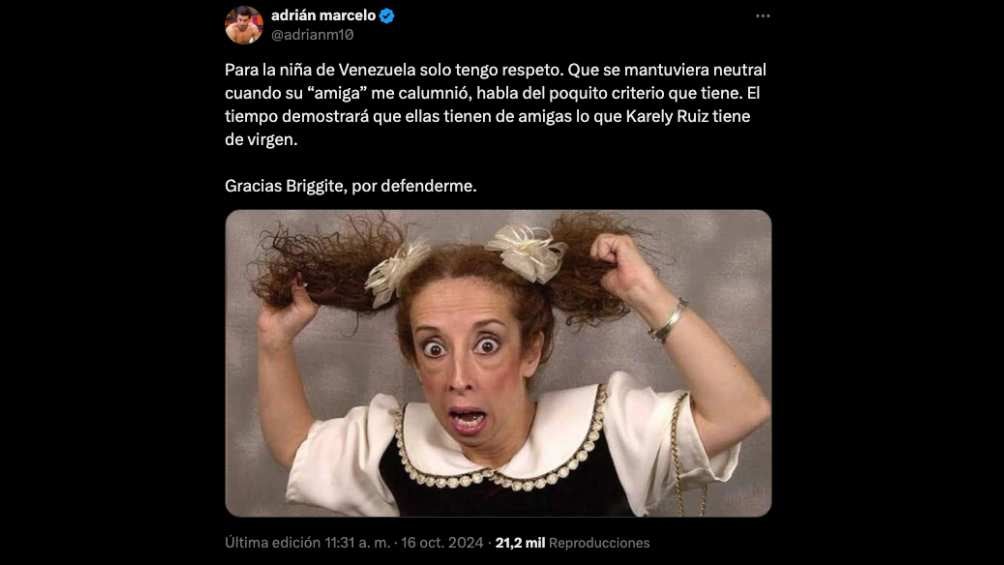 Adrián Marcelo le da las gracias a Briggitte Bozzo por defenderlo en La Casa de los Famosos