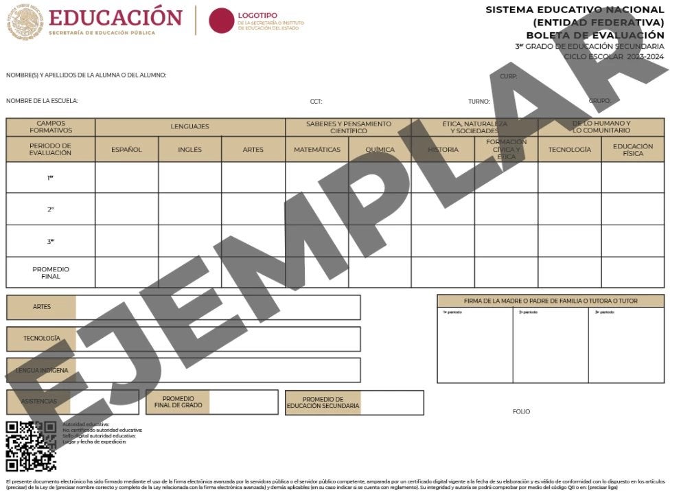 SEP 2024-25: Así es el nuevo formato de boletas de calificaciones