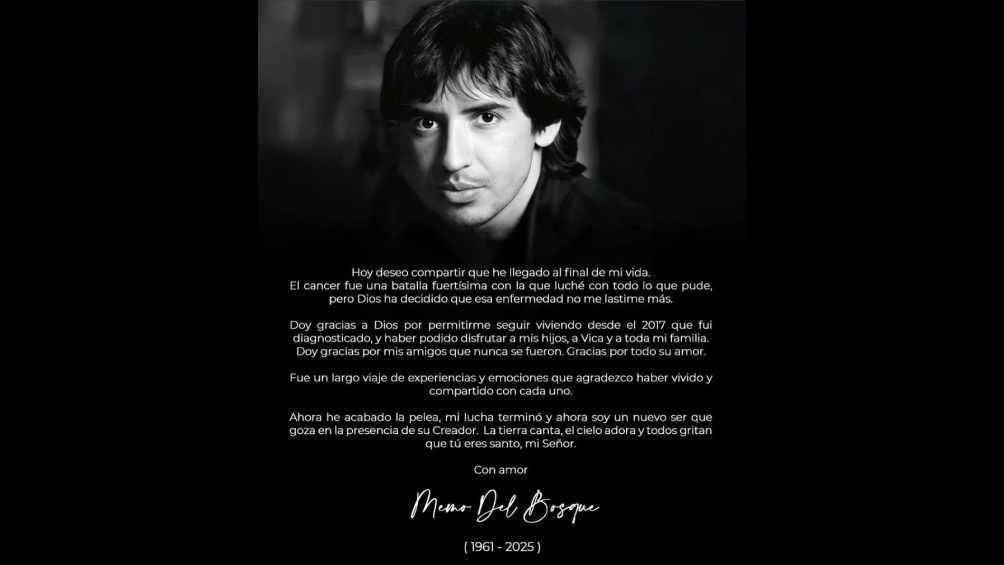 Muere el productor mexicano Memo del Bosque a los 62 años de edad
