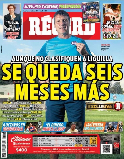 Portada RÉCORD 2019-11-07 | RÉCORD