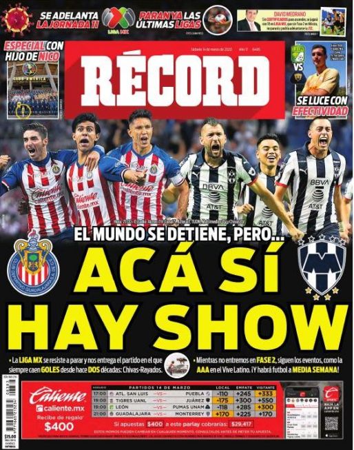 Portada RÉCORD 2020-03-14