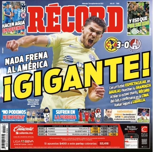 Portada RÉCORD 07 Septiembre 2022 | RÉCORD