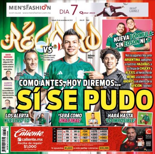 Portada RÉCORD 26 noviembre 2022 | RÉCORD