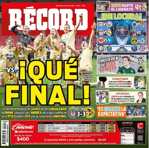Portada RÉCORD 08 Noviembre 2022 | RÉCORD