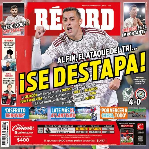 Portada RÉCORD 10 Noviembre 2022